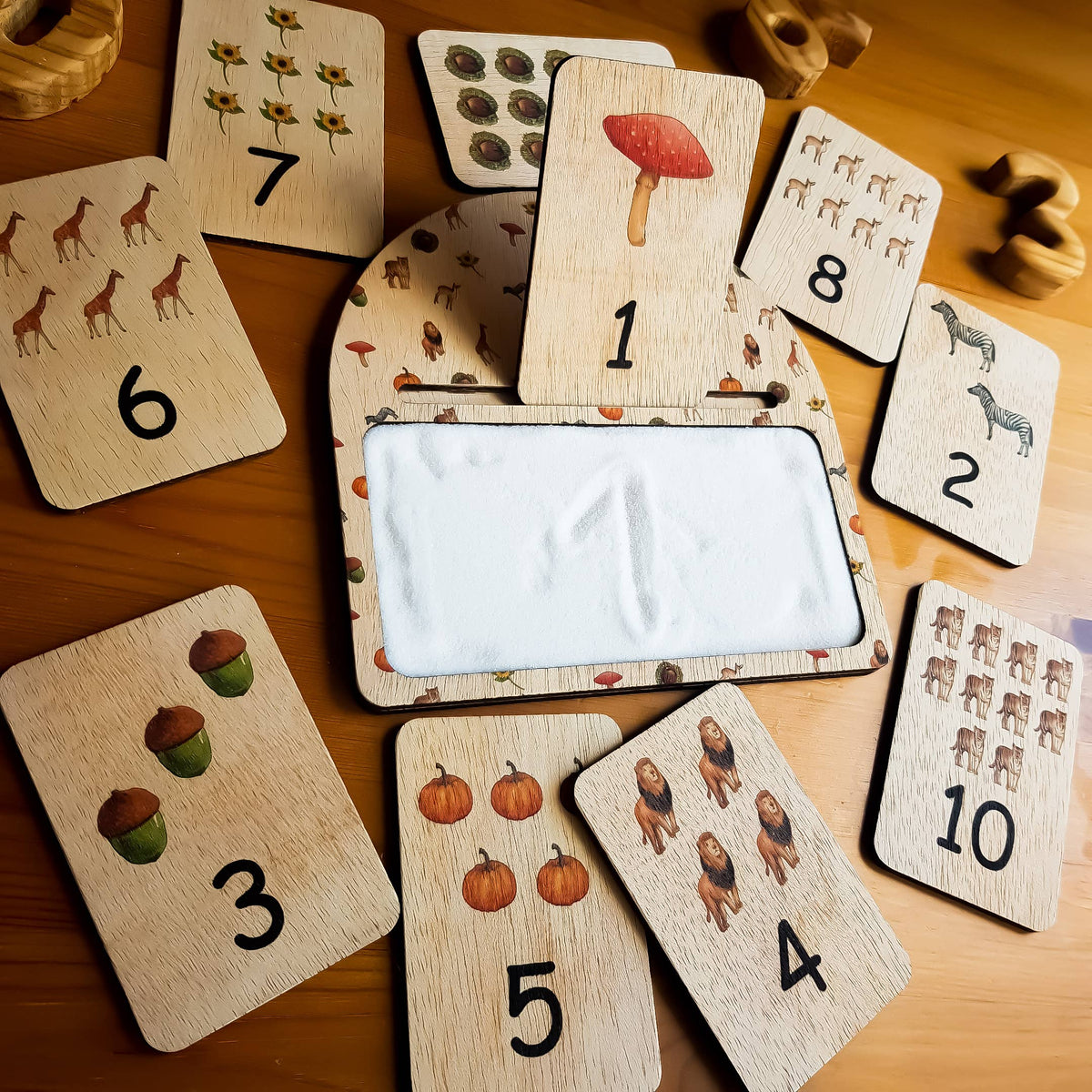 Wooden Number Cards and Sand Board | Shop Merci Milo